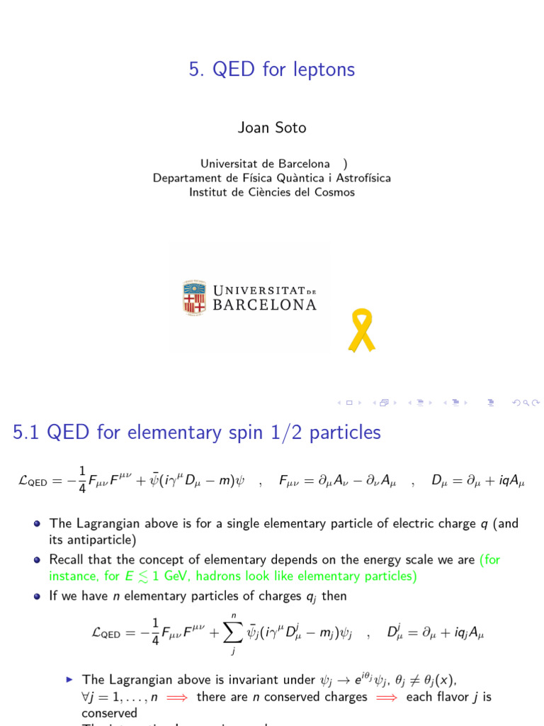 5 QED For Leptons | PDF | Quantum Electrodynamics | Elementary Particle