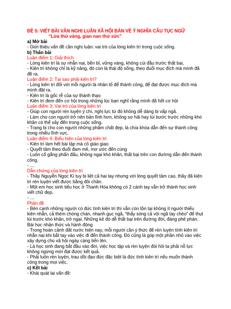 ĐỀ CƯƠNG VĂN - NLXH GK1 | PDF