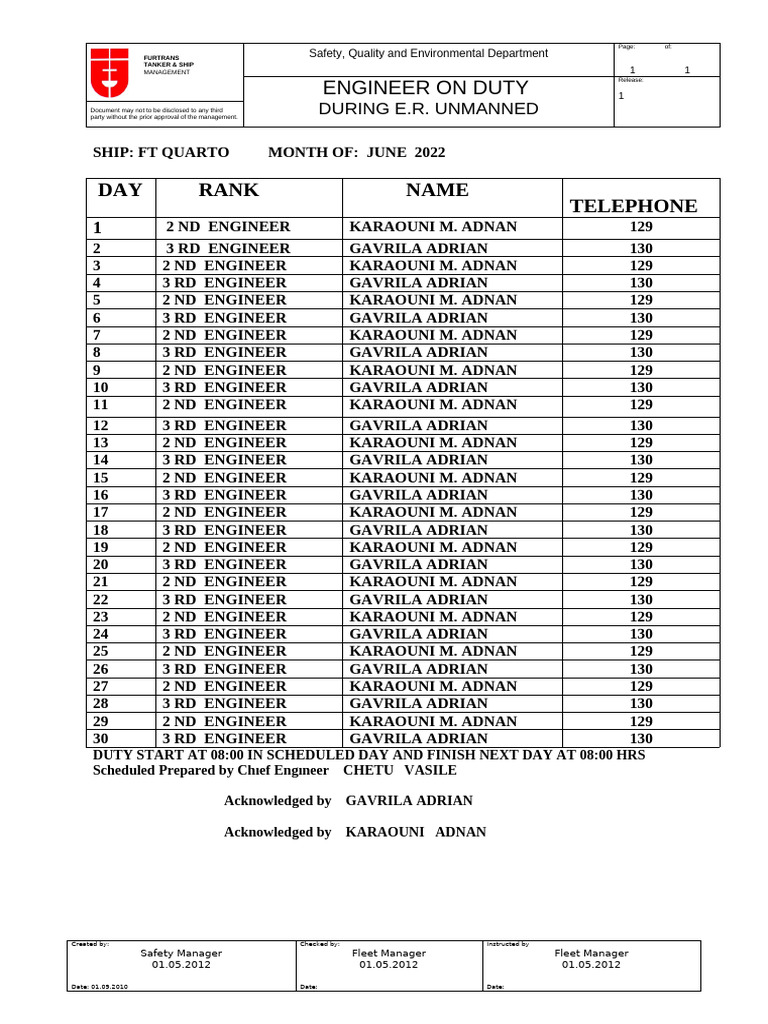 Duty Engineer June 2022 | PDF