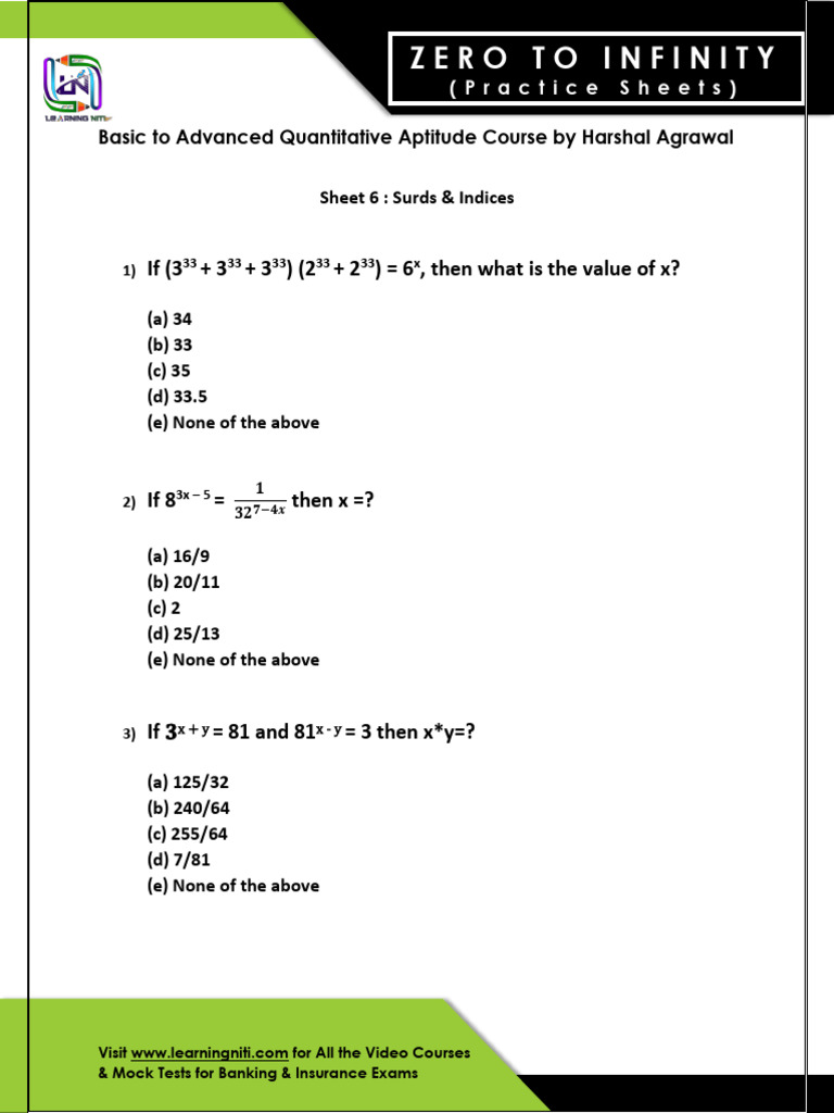 Sheet 6 - Zero To Infinity | PDF | Mathematics | Mathematical Objects