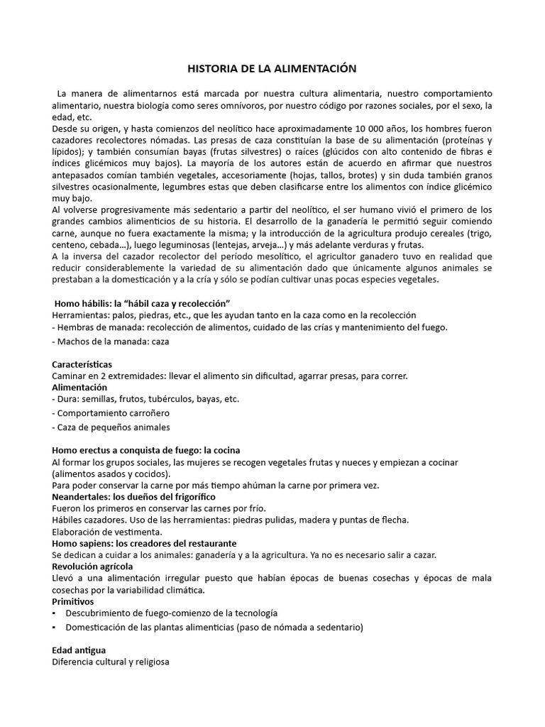 Evolución de la Alimentación Humana | PDF | Vegetales | Carne