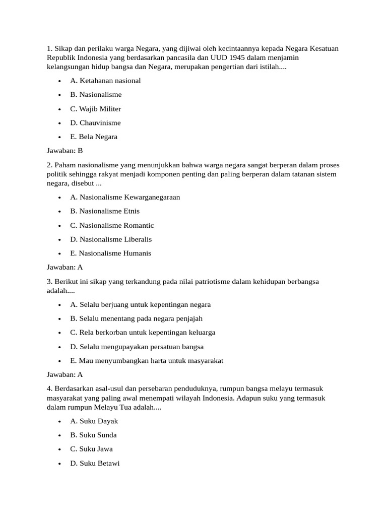 Latihan Soal TWK Nasionalisme | PDF | Politik