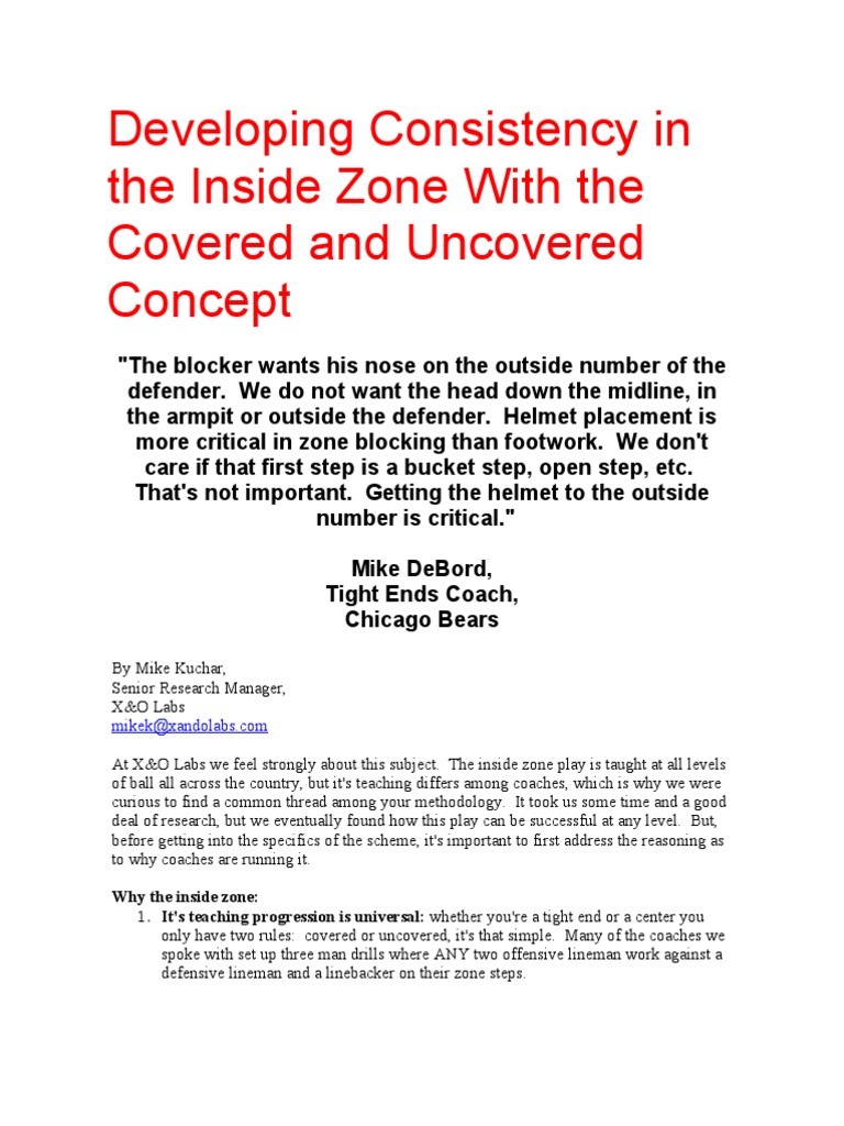 Developing Consistency in The Inside Zone With The Covered and ...