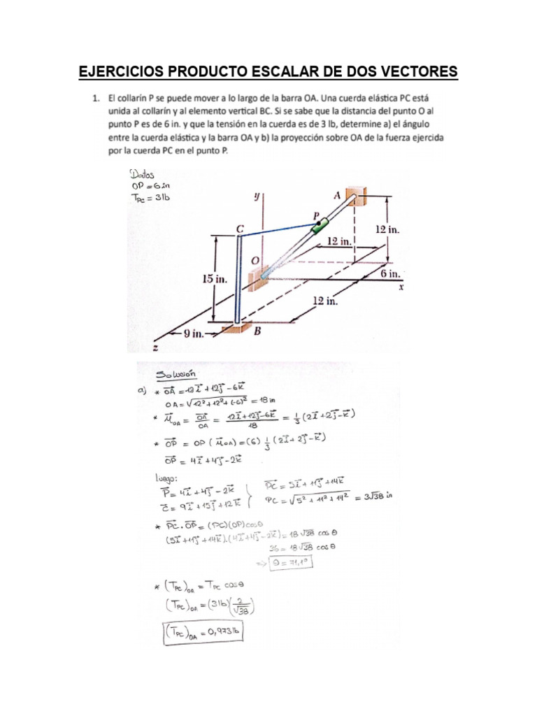 Ejercicios Producto Escalar de Dos Vectores | PDF | Tecnología
