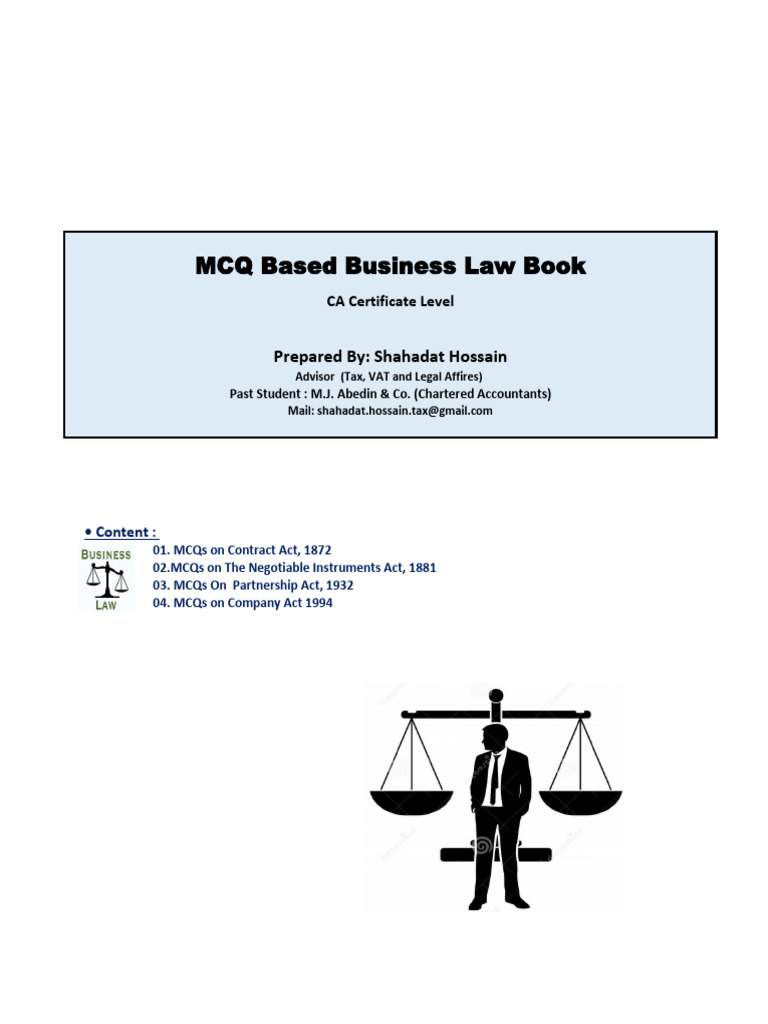 MCQ Based Business Law Book For CA (Certificate Level) | PDF ...