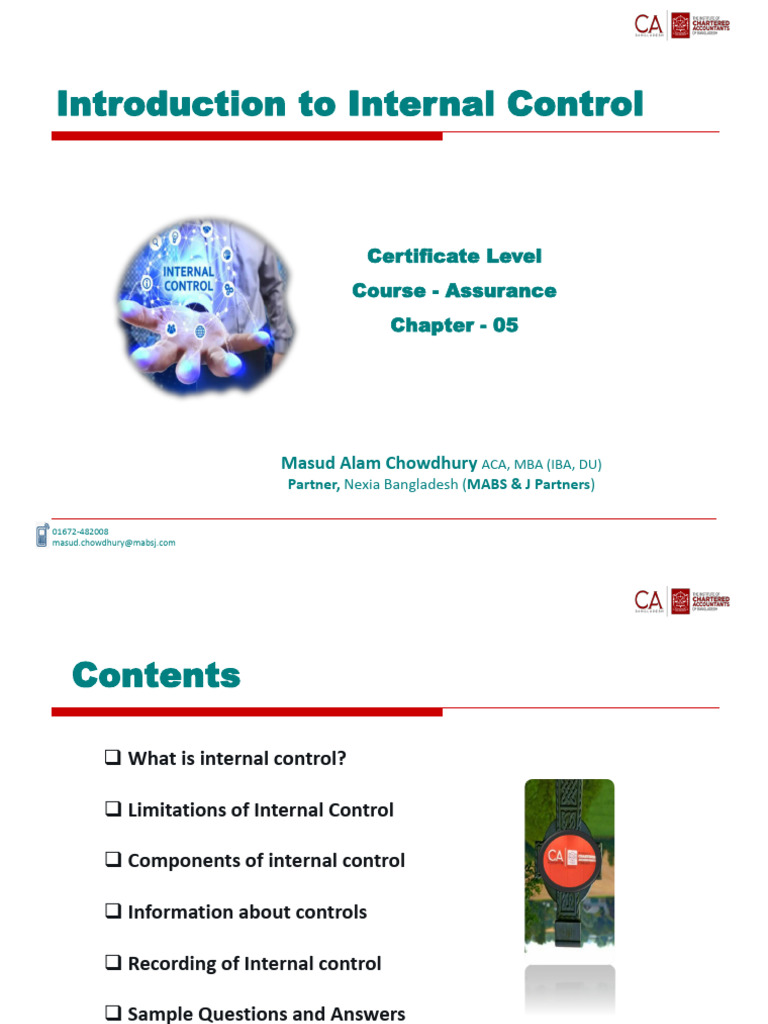 Class # 01 & 02 Introduction To Internal Control | PDF | Internal ...