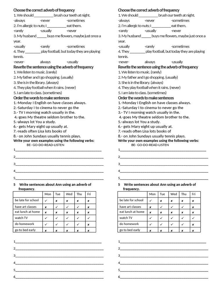 Ejercicios Present Simple | PDF | Adverb | Language Families