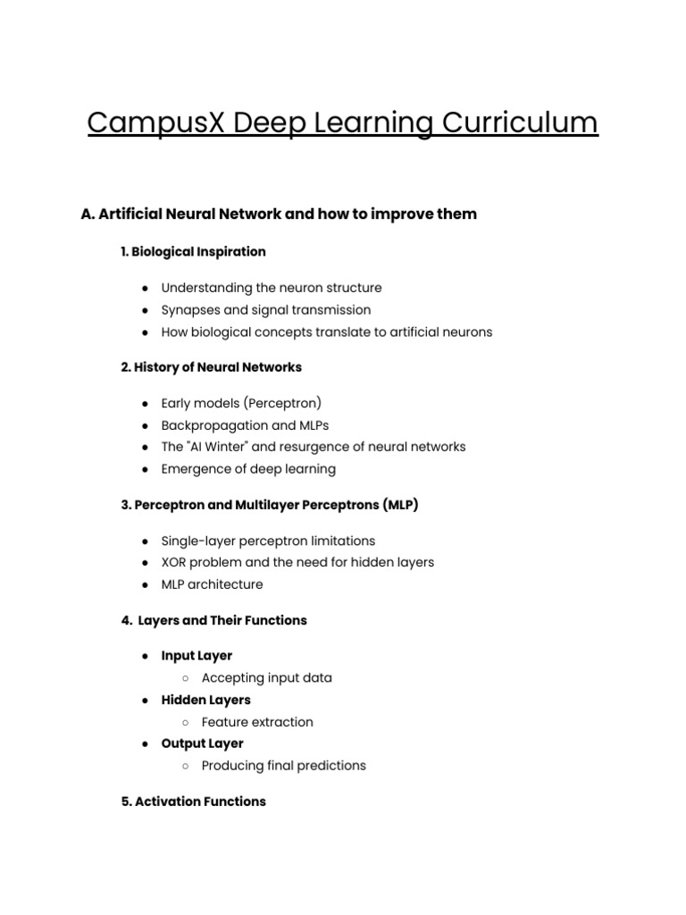 Deep Learning Curriculum | PDF | Artificial Neural Network ...