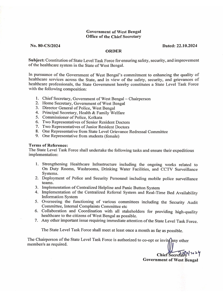 Constitution of State Level Task Force 22.10.24 | PDF