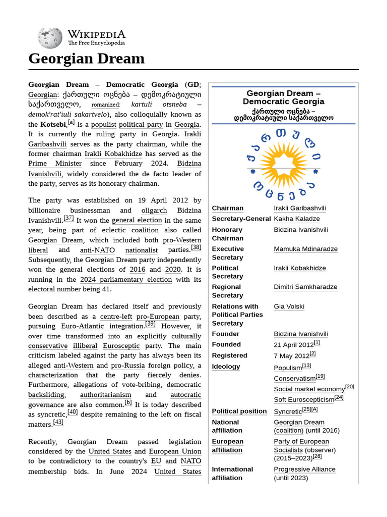 Georgian Dream | PDF | Georgia (Country) | Political Science