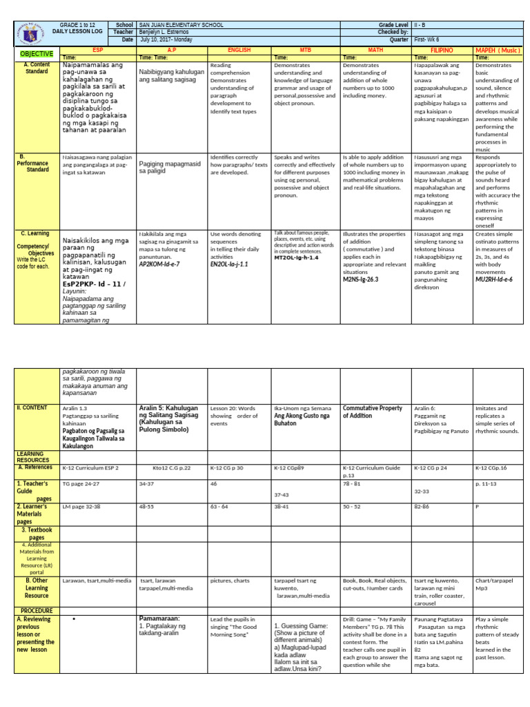 Week6 DLL - July10 14 | PDF