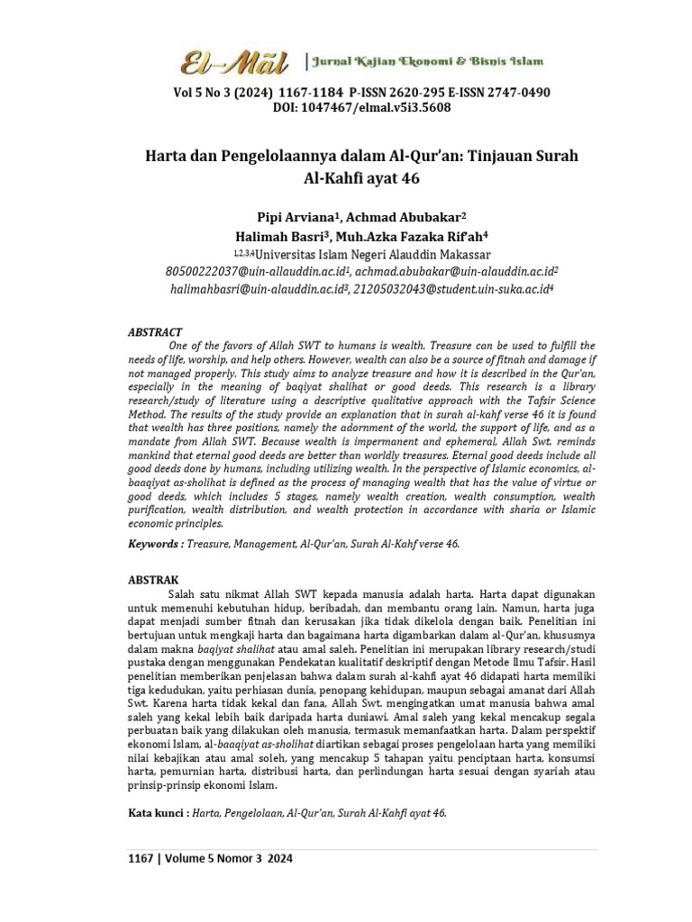 Harta Dan Pengelolaan Dalam Surah Al Kafi 46 | PDF
