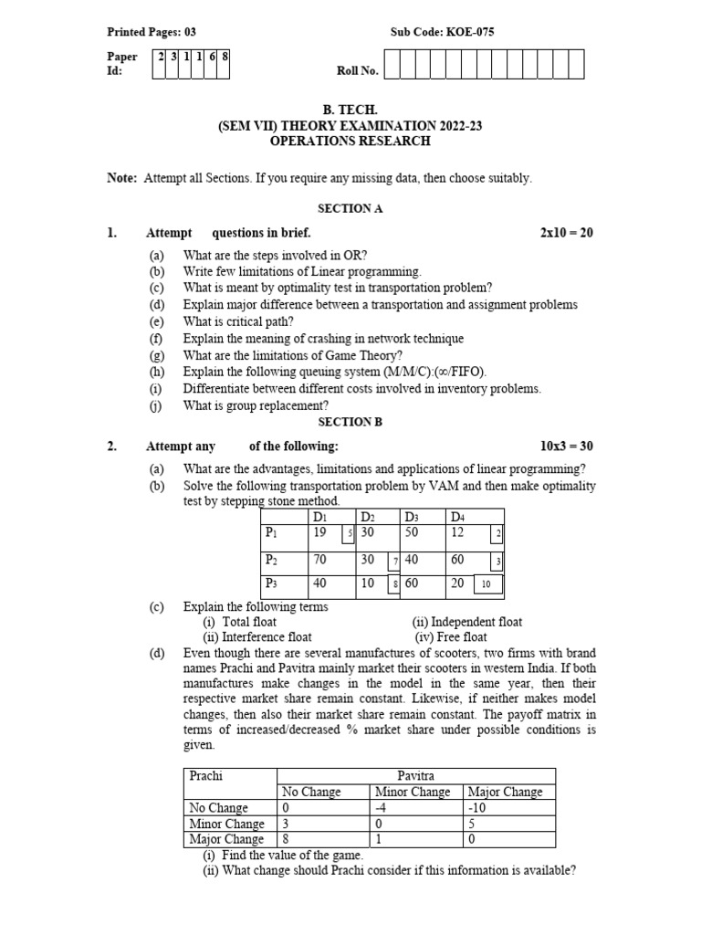 Btech Oe 7 Sem Operations Research Koe075 2023 | PDF | Algorithms ... Btech Oe 7 Sem Operations Research Koe075 2023 | PDF | Algorithms ...