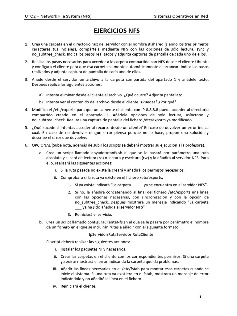 UT02 Ejercicios NFS | PDF | Archivo de computadora | Red de arquitectura