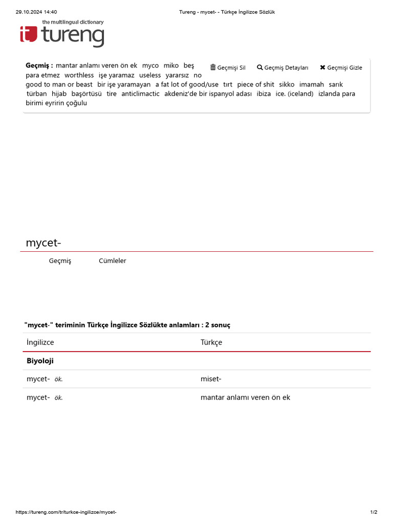 Tureng - Mycet - Türkçe İngilizce Sözlük | PDF