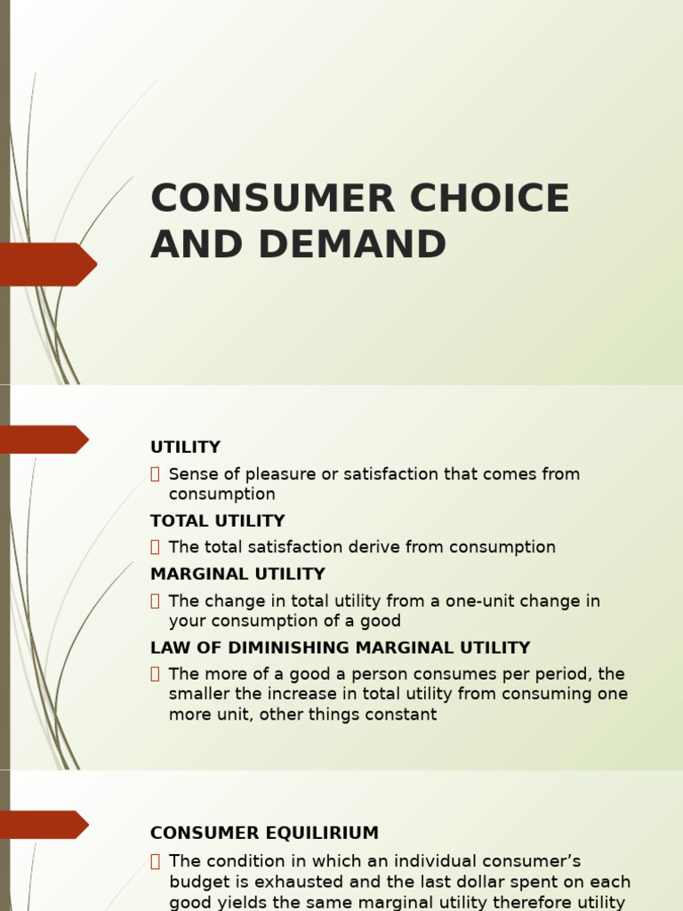 Chapter 6 Consumer Choice and Demand | PDF