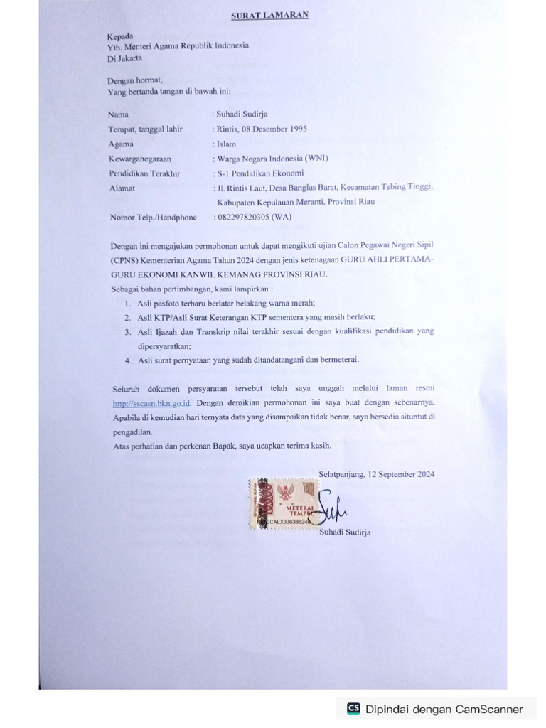Lamaran Ssss | PDF