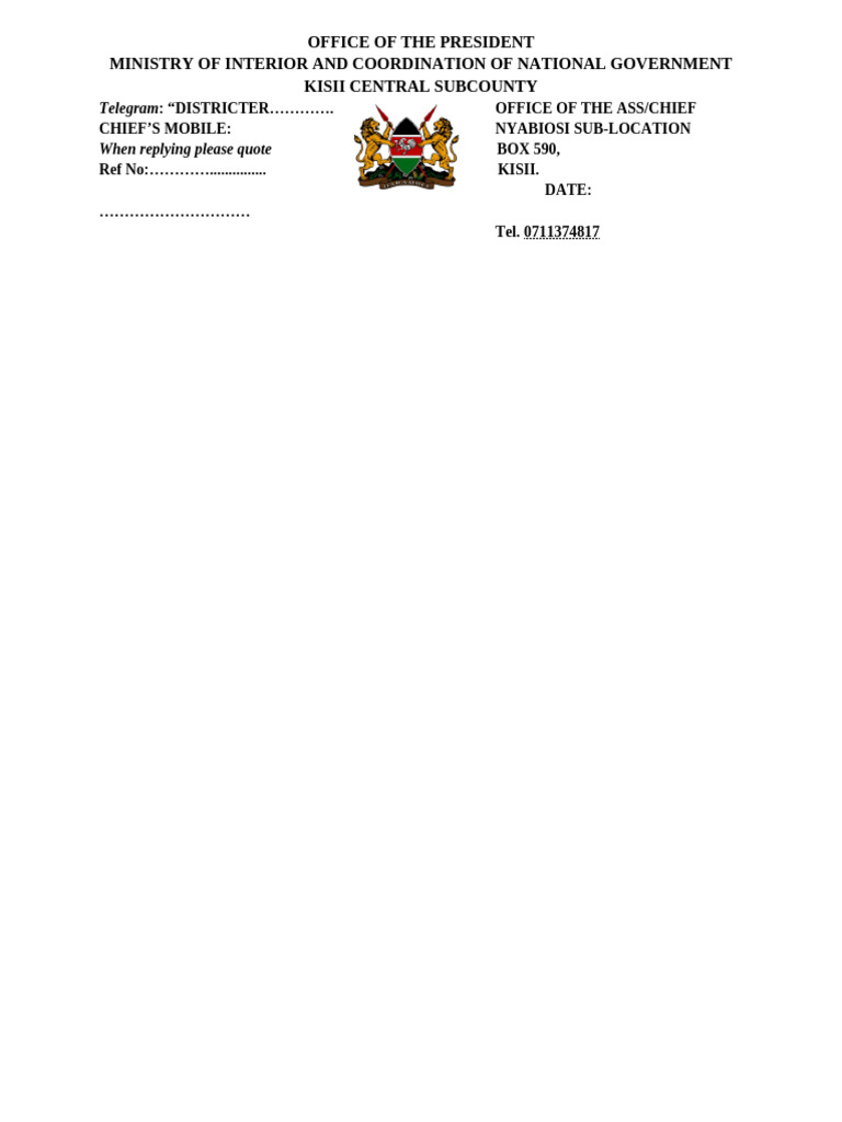TARACHA SUB-LOCATION Letterhead | PDF | Law
