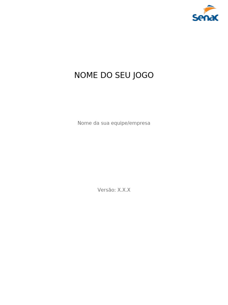 GDD Template (Game Design Document) | PDF | Videogames | Design de jogo