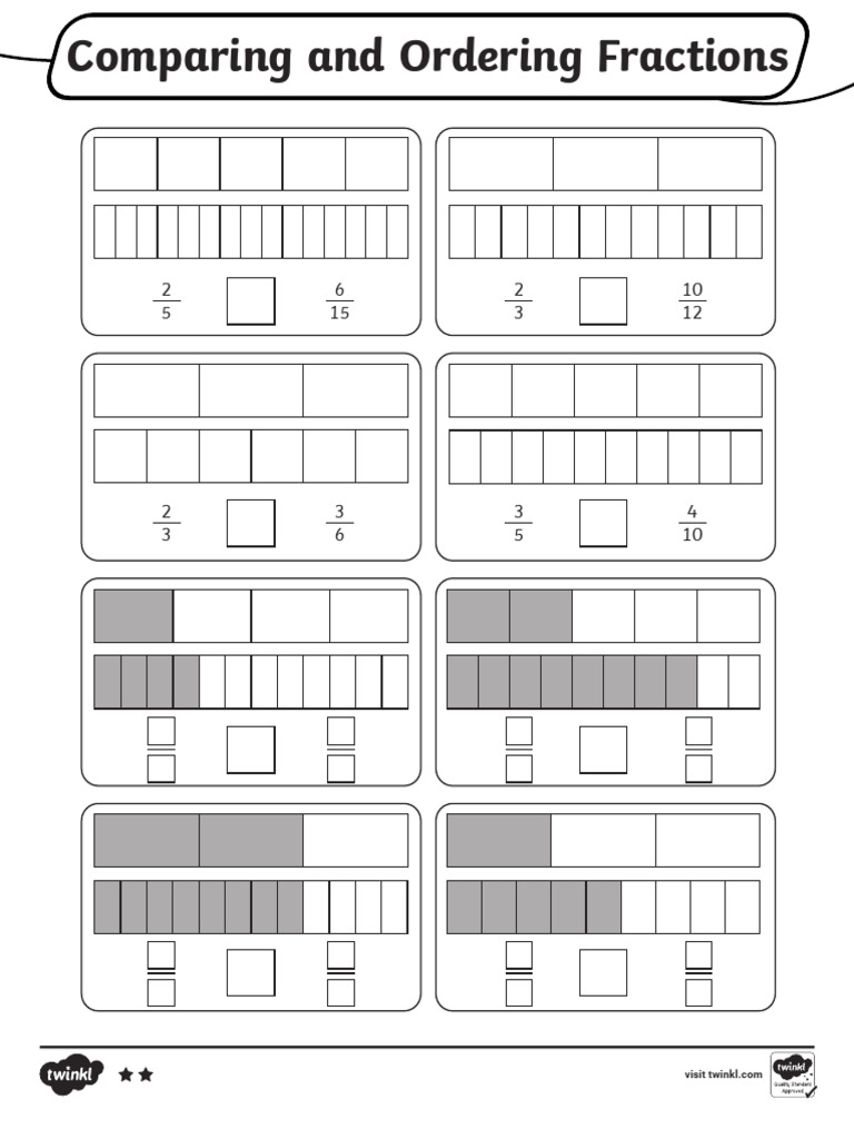 BW Comparing and Ordering Fractions 2 Star | PDF