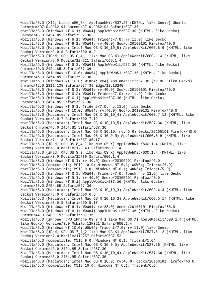 User Agents Part 1 Pdf Safari Web Browser Microsoft Windows
