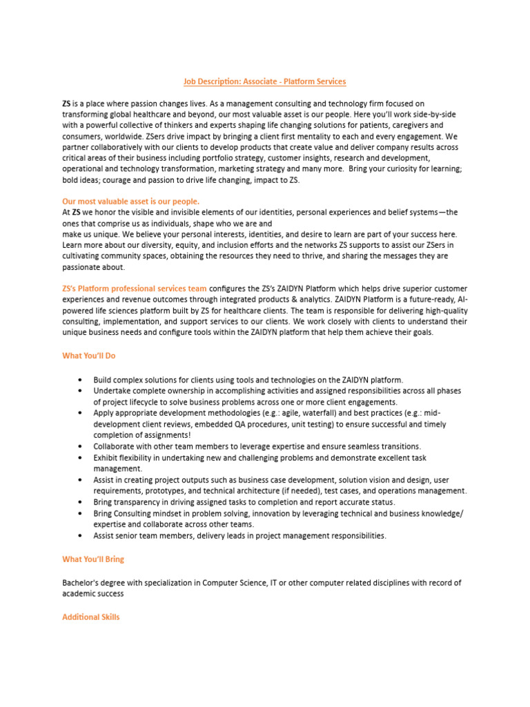 Associate Role in Platform Services | PDF | Employment | Project Management