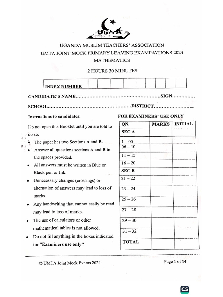 Umta Mocks - MTC 2024 | PDF