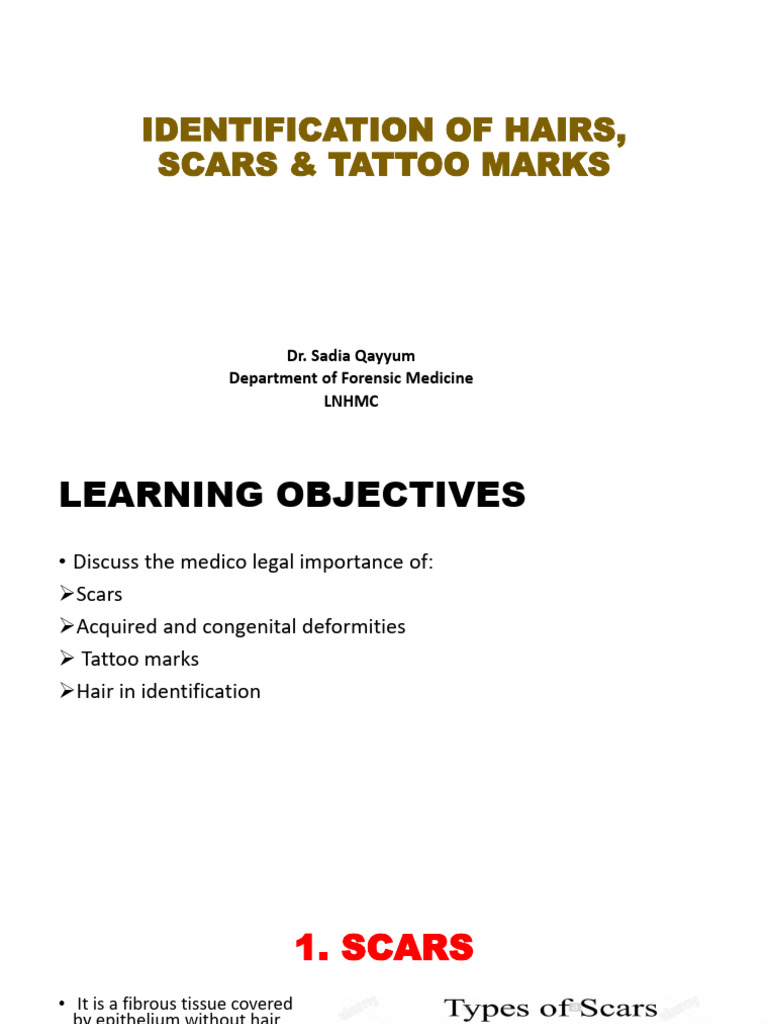 Forensic Significance of Scars & Tattoos | PDF | Scar | Tattoo