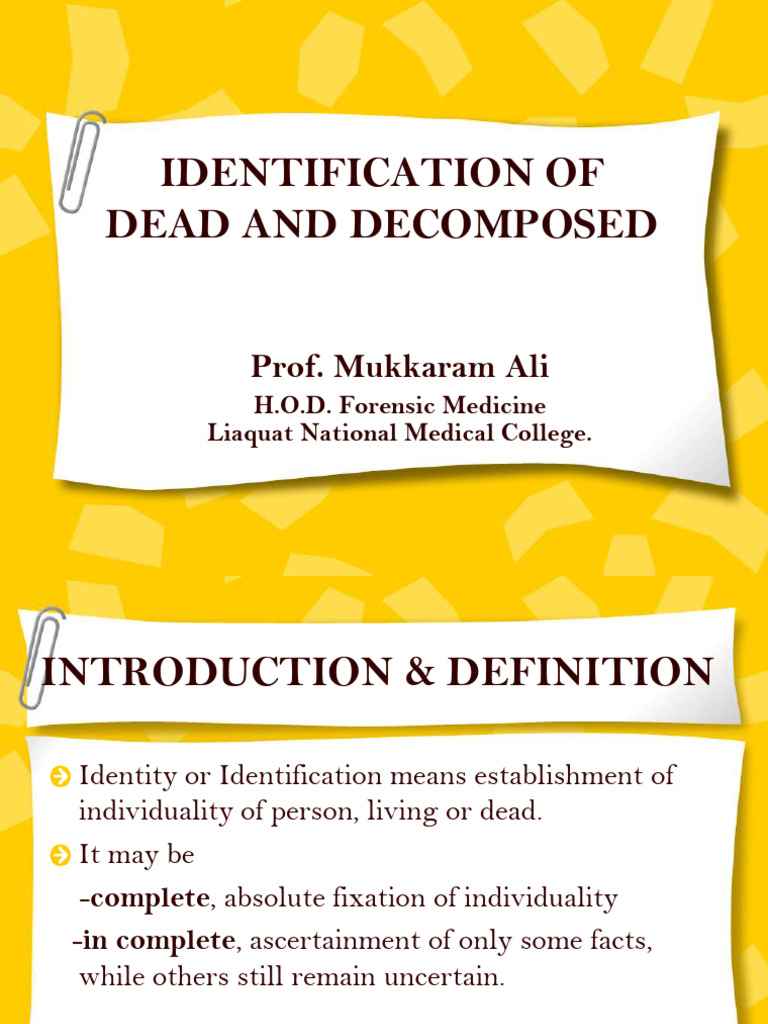 Identification of Dead and Decomposed Bodies - PPT (1) - 2 | PDF | Bone ...
