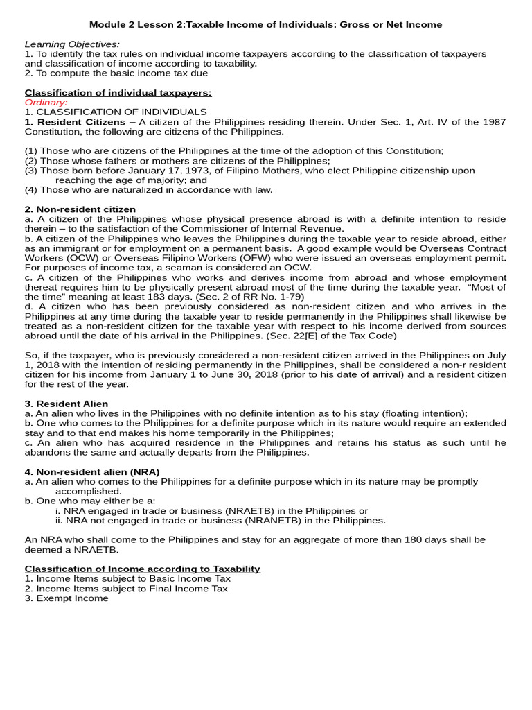 Module 2 Lesson 2 Plus Assignments 2 3 2 | PDF | Gross Income | Taxes