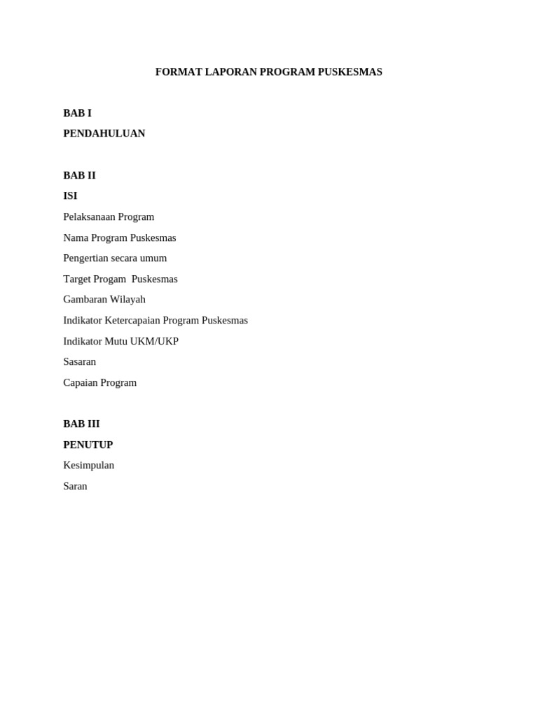 Format Laporan Program Puskesmas | PDF