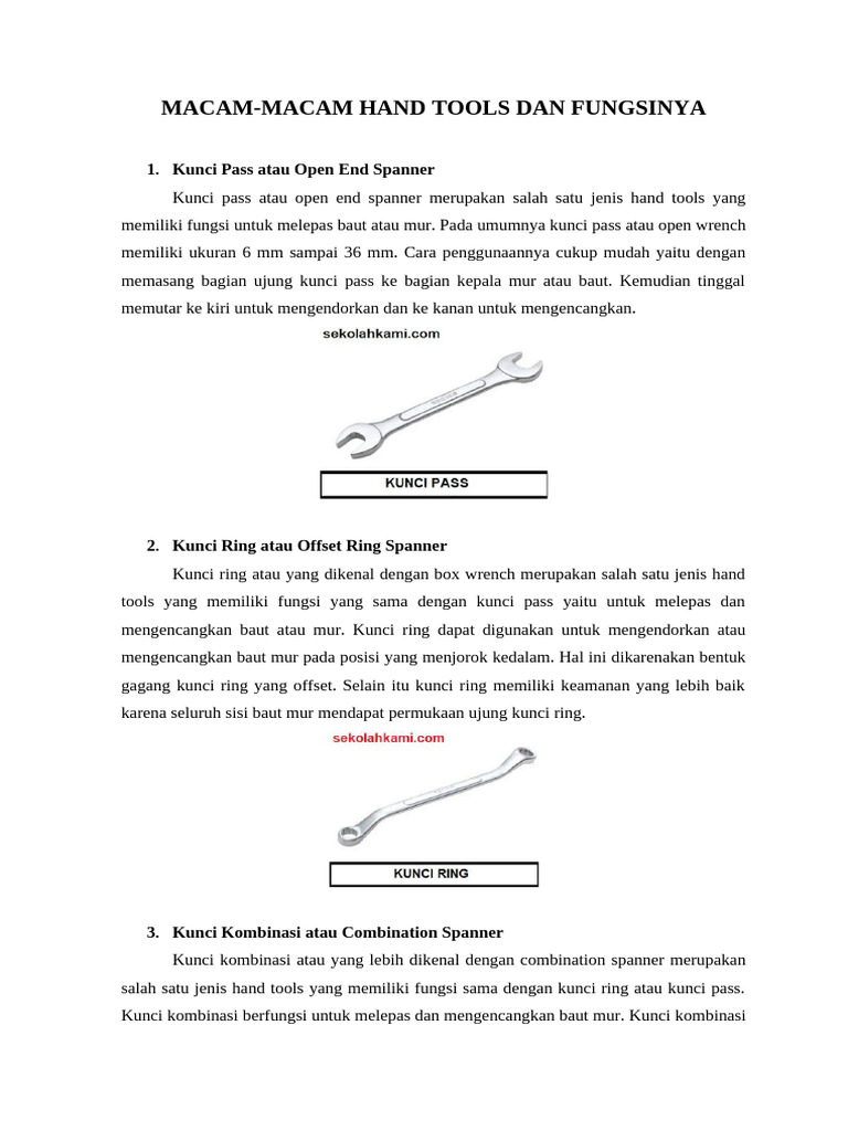 Macam-Macam Hand Tools Dan Fungsinya | PDF
