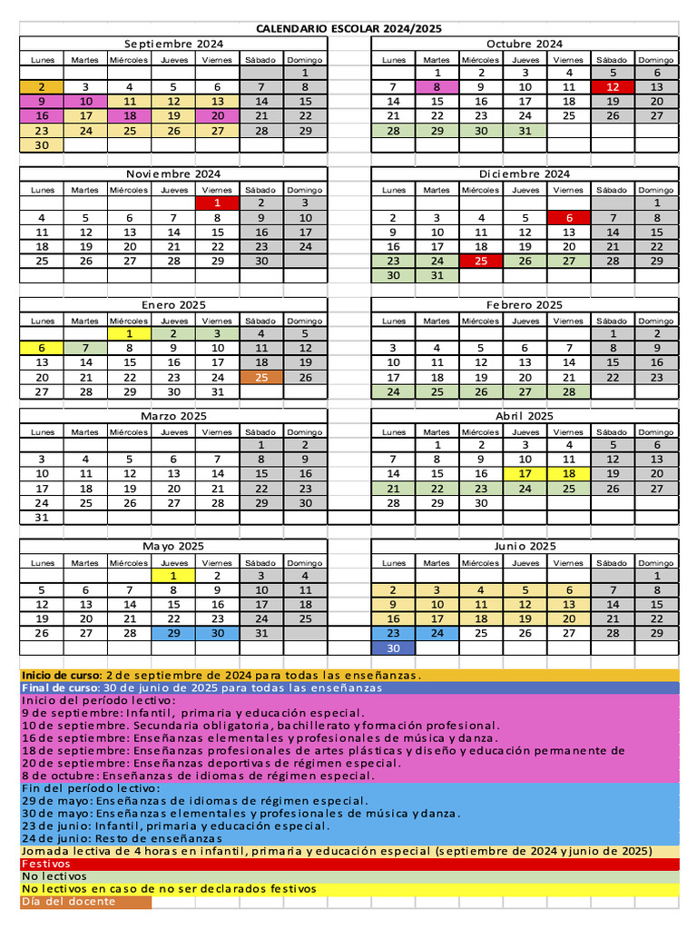 Calendario Escolar 24-25 | PDF