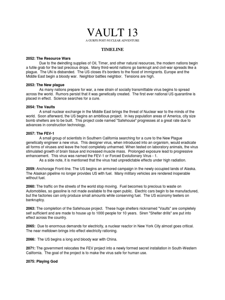 Original Fallout Timeline | PDF | Mutation | Virus