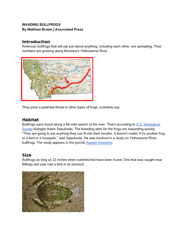 Close Read - Invading Bullfrogs (Marked Up) | PDF