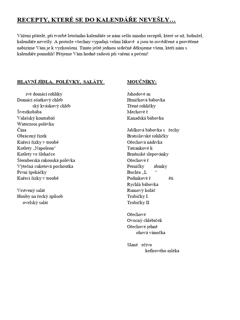 Recepty Které Se Do Kalendáře Nevešly | PDF