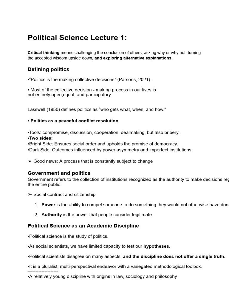 Political Science Lecture PPE 1 VU | PDF | Political Science | Statistics