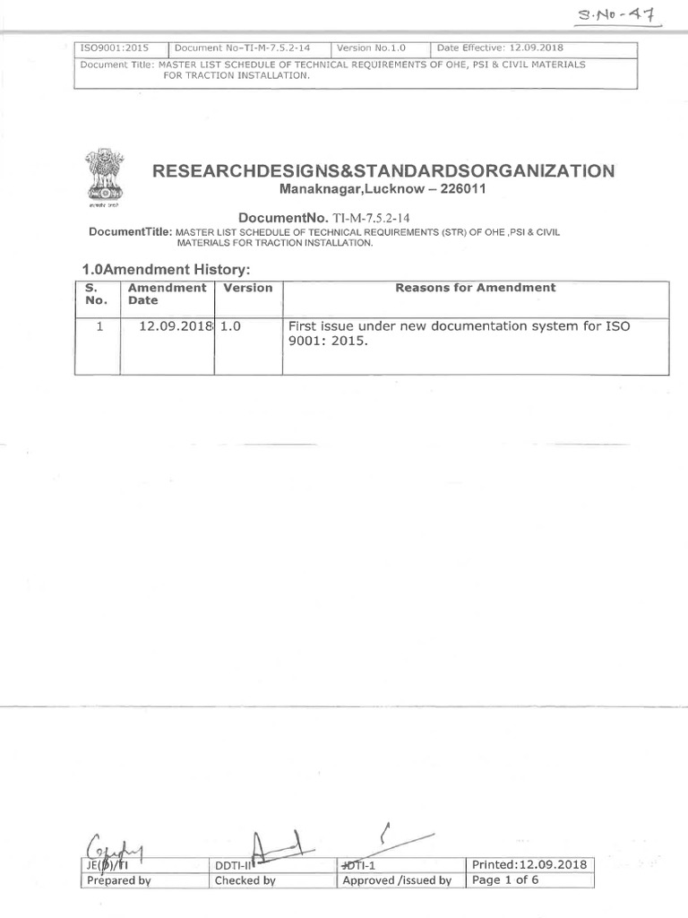 RDSO Master List of STR | PDF