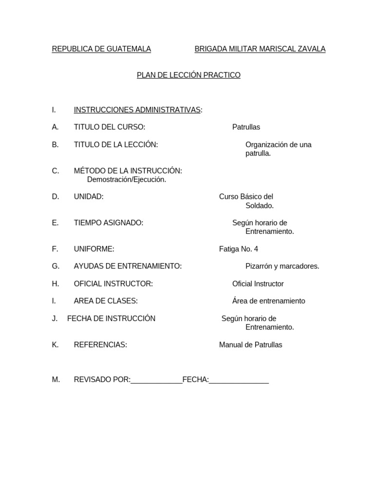 Plan de Lección Patrullas | PDF