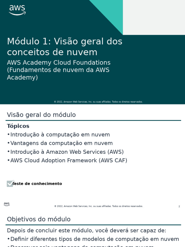 AcademyCloudFoundations Module 01 | PDF | Computação em nuvem | Informática