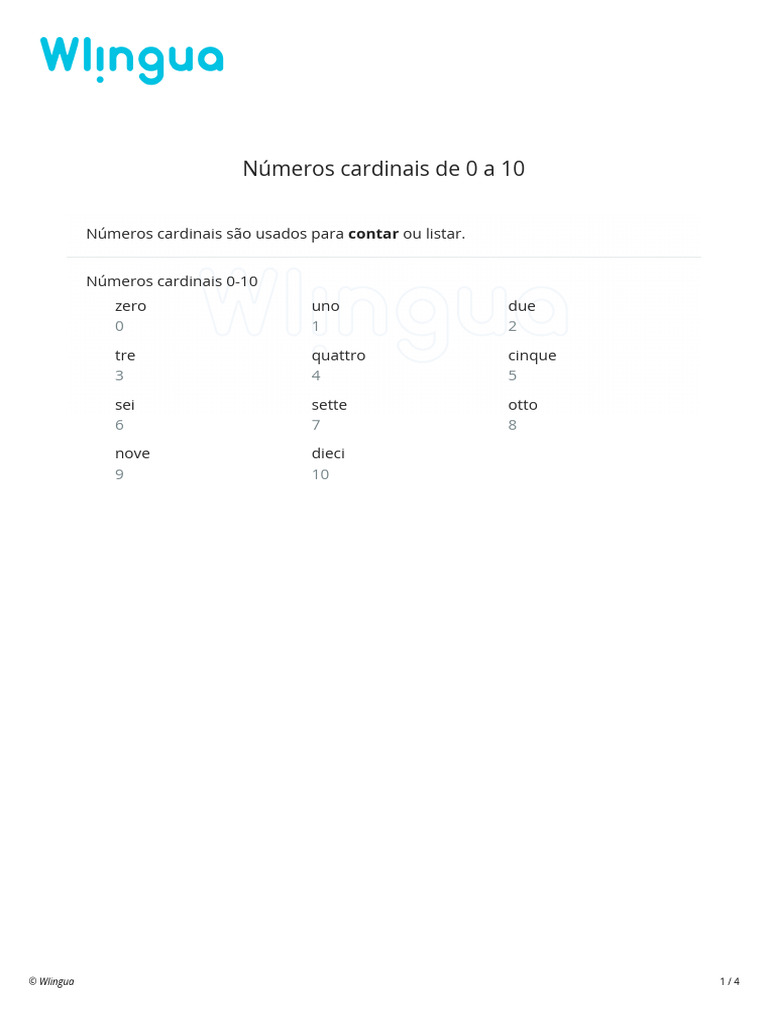 008 Números Cardinais de 0 A 10 | PDF | Morfologia linguística ...