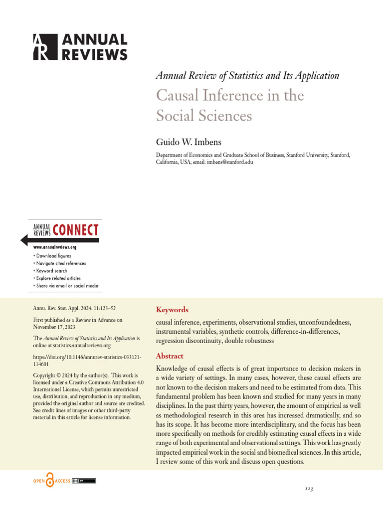 Causal Inference In The Social Sciences Pdf Randomized Controlled