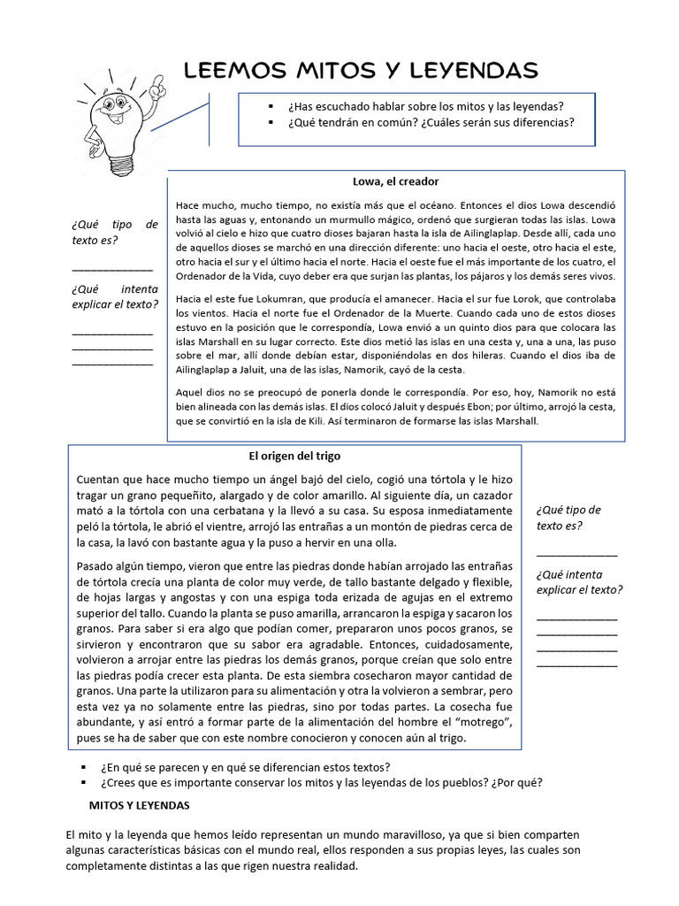 Mitos y Leyendas: Orígenes y Comparaciones | PDF | Leyendas