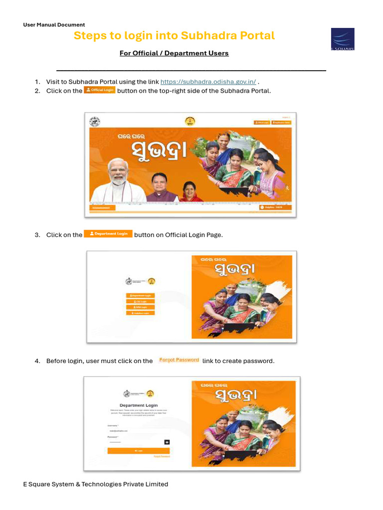 Subhadra Portal Login User Manual | PDF | Finance & Money Management ...