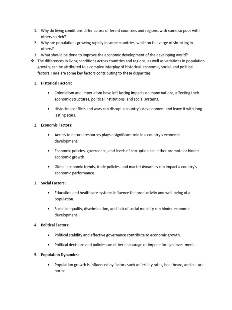 Why Do Living Conditions Differ Across Different Countries and Regions ...