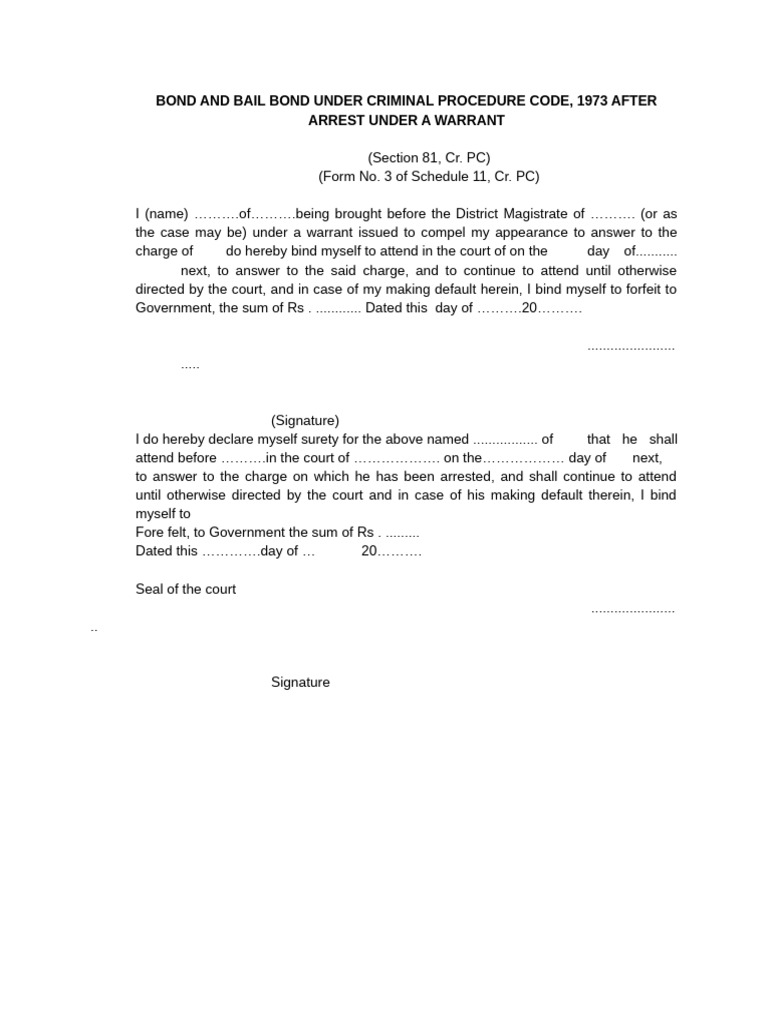 Bond and Bail Procedures in Criminal Law | PDF