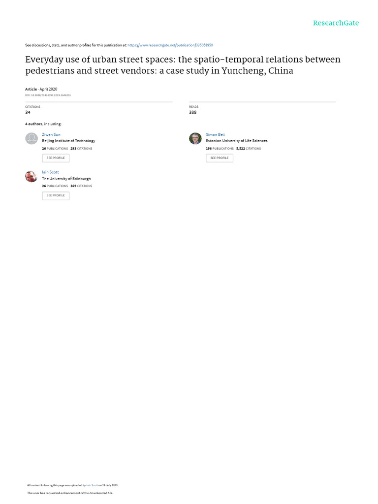 Everyday Use of Urban Street Spaces: The Spatio-Temporal Relations ...