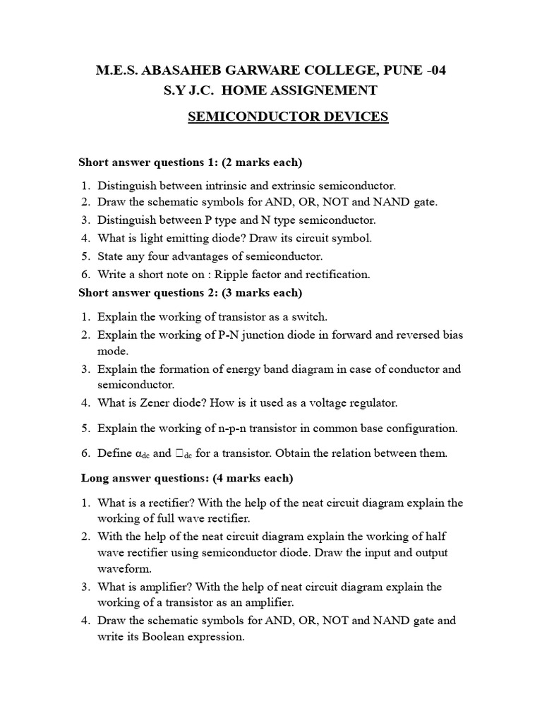 Semiconductor Pyq | PDF