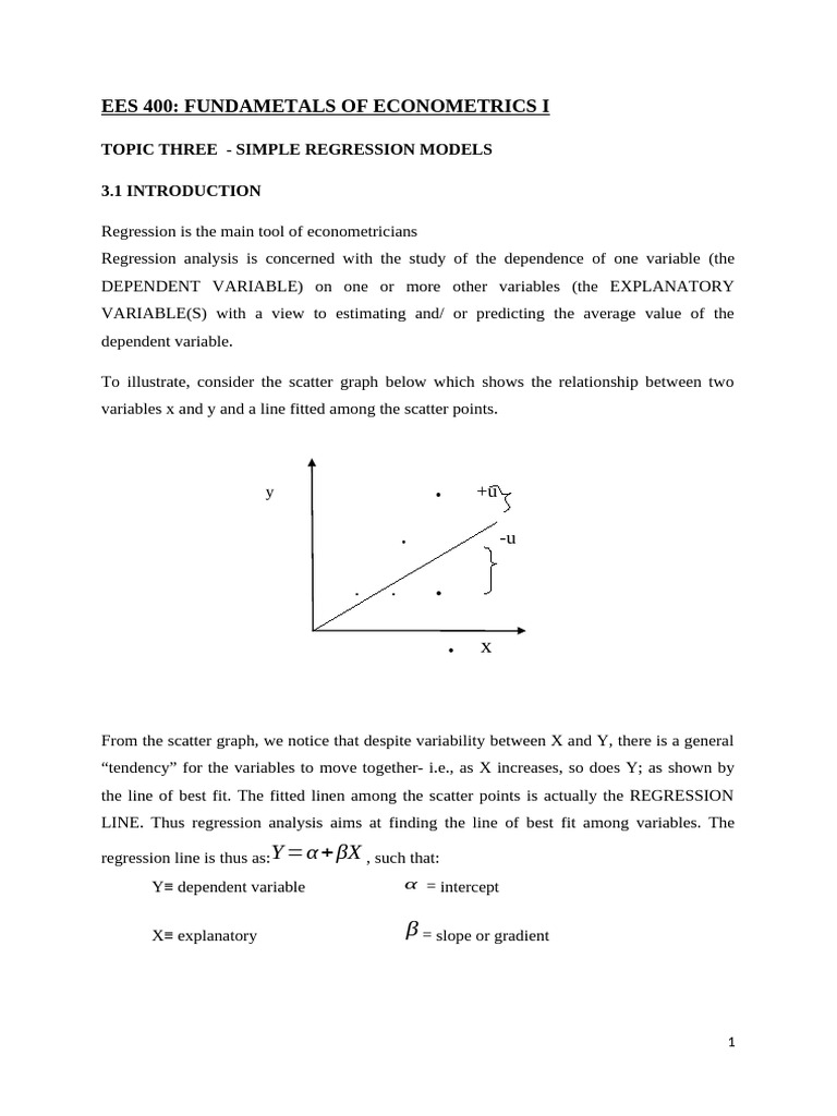 Ees 400 - Topic Three - Simple Regression | PDF | Errors And Residuals | Ordinary Least Squares