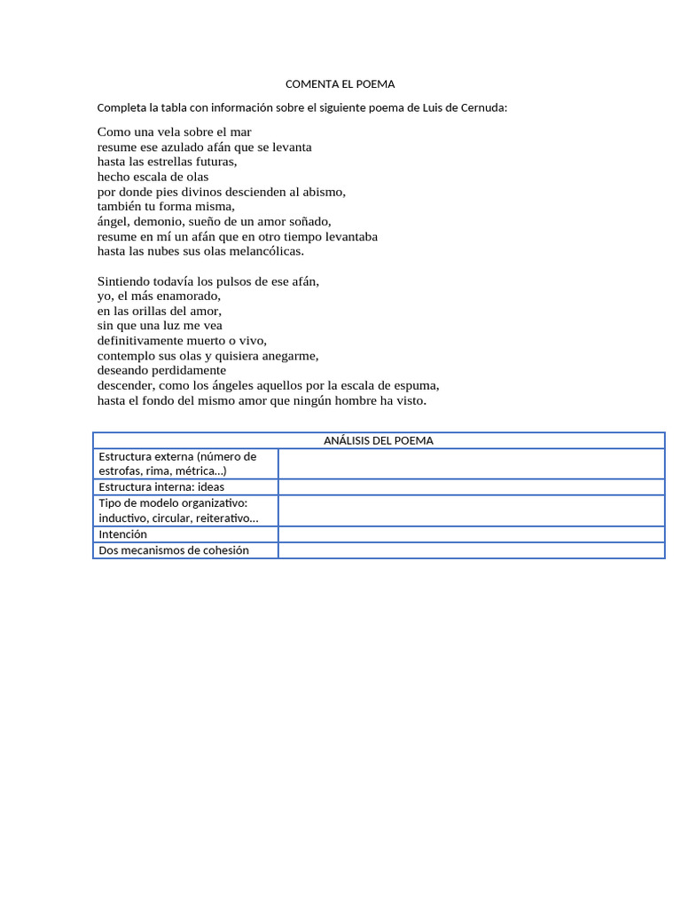 Comenta El Poema | PDF